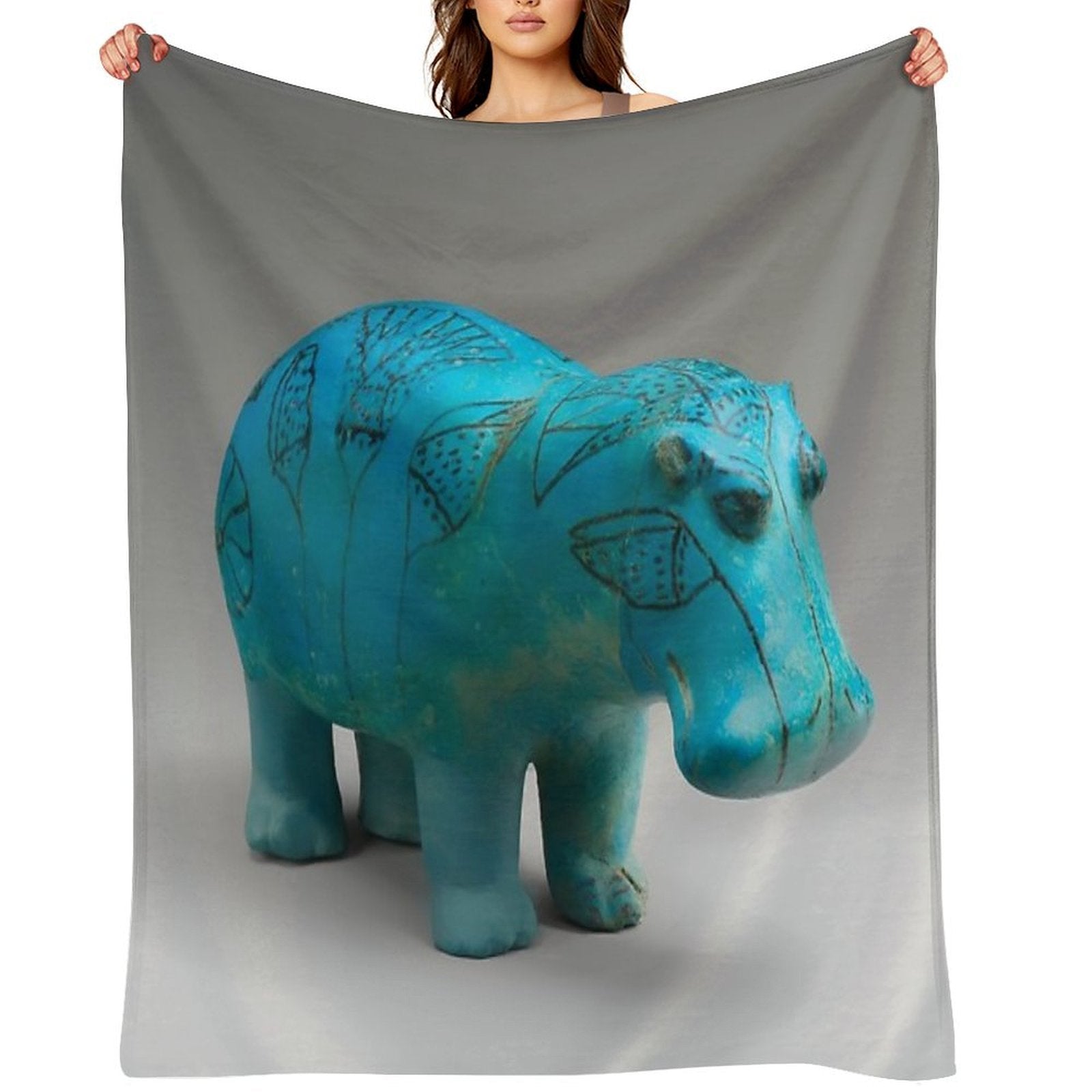 William The Hippo- Ancient Egyptian Figurine Quick-dry Throw Blanket ...